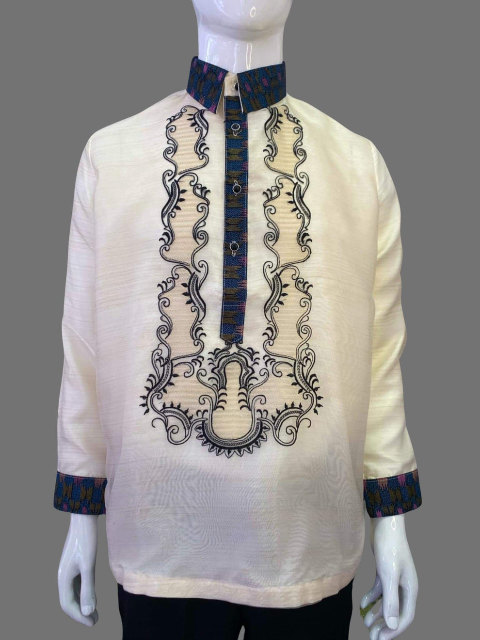 Organza Fabric Barong Tagalog with Ethnic Decorative Embroidery - BR24 ...